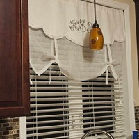 Cream Linen Lace Half Curtain, Bathroom Window, French Linen Cottage ...