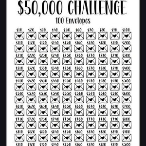 150K 100 Envelope Challenge PRINTABLE, 150000 Savings Tracker, Savings ...