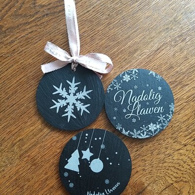 Welsh Slate Christmas Coaster Welsh Language Gift Xmas Nadolig - Etsy UK