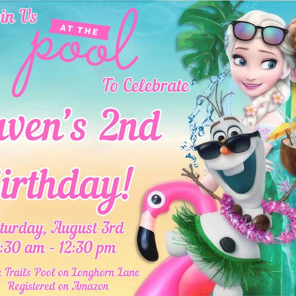 Frozen Pool Party Invitation | Kids Birthday Invitation | Editable and ...