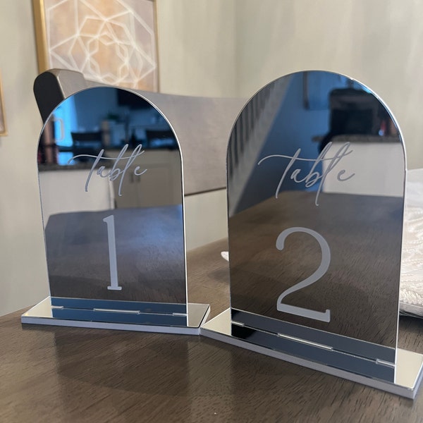 Mirror Silver Table Numbers | Arch Wedding Table Numbers | Wedding ...