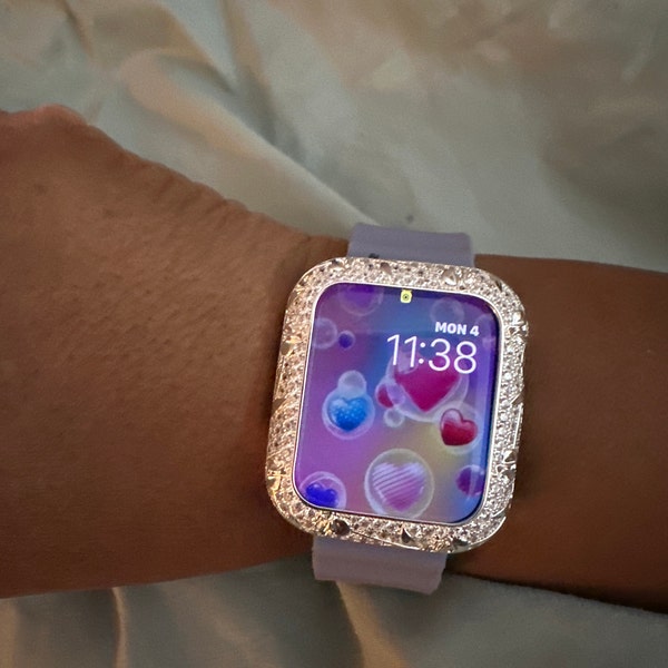Swarovski Crystal Apple Watch Cover Silver, Apple Watch Case Floral ...