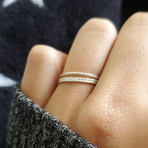Thin Round Faceted Sterling Rings, Dainty Silver Ring, Minimal Silver ...