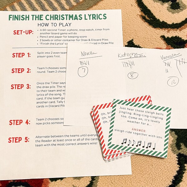 Christmas Carol Finish the Lyric Game | Printable Christmas Game ...