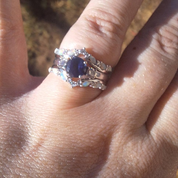 Art Deco Akoya Pearl&opal Engagement Ring Vintage Solid Gold Diamond ...