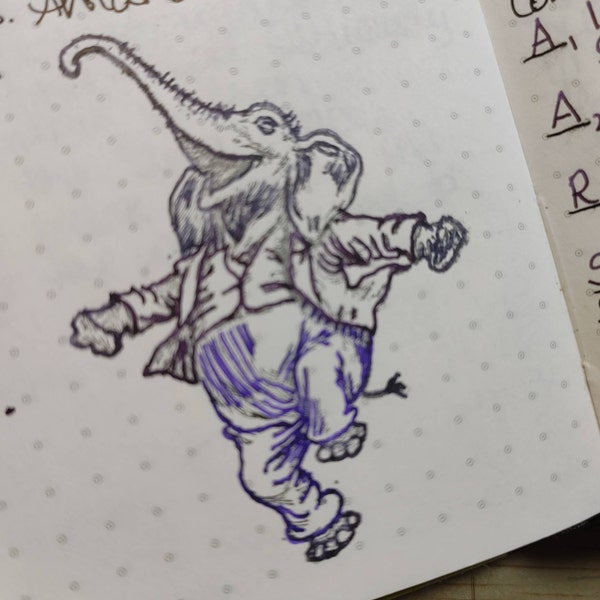 Dancing Elephant Wood Mounted Rubber Stamp 3906V - Etsy