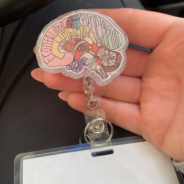 Anatomical Brain Badge Reel | Eeg Tech | Neurologist Badge | Neurology ...