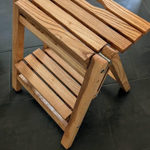 Step Stool Walnut or CUSTOM COLOR - Foldable Step Stool - 2-step Folding Step Stool - Wooden ...