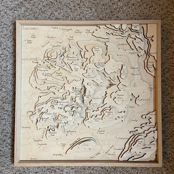 Llyn Dinas Wooden Topographic Map North Wales Beddgelert River Glaslyn ...