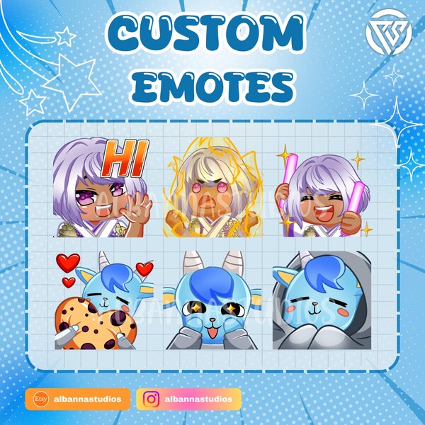 Custom Twitch Emotes or Kick Emote and Animated Emotes, Vtuber Cute ...