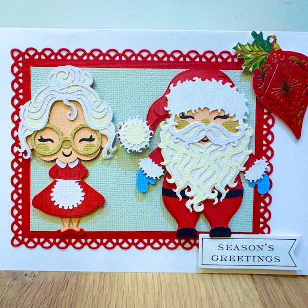 3D Layered Santa Couple SVG PDF EPS, Santa Claus Layered Svg, Christmas ...