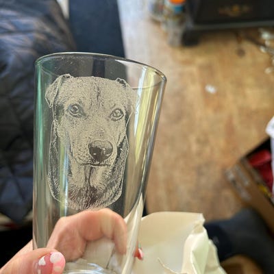 Custom Pet Memorial Photo Rock Glass Engraved Dog Picture Whiskey Glass ...