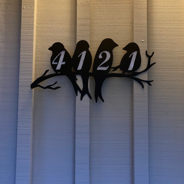 House Numbers Birds on a Limb, Branch Address Metal Sign, Metal Art ...
