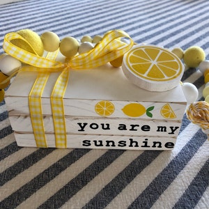 Lemon Book Stack Wooden Book Bundle You're My Sunshine - Etsy