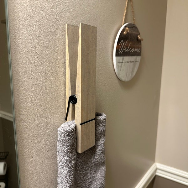 Jumbo Wooden Clothespin Towel Holder | Custom Metal Spring (gold, Black ...