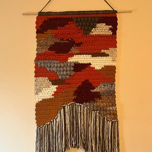 Crochet Pattern // Wall Hanging Bobbles Loops Texture Fringe Oversized ...