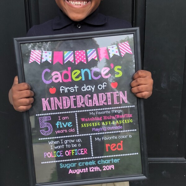 First Day of Kindergarten Sign PRINTABLE, 1st First Day of School Sign ...