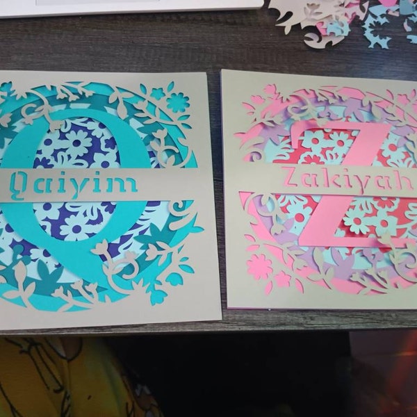 3D Flower Split Monogram A-Z Shadow Box, Alphabet Family Name SVG ...