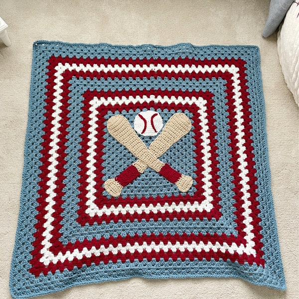 CROCHET PATTERN - Baseball Granny Square Blanket - PATTERN - Etsy
