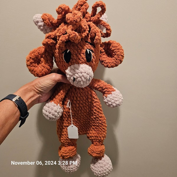 Crochet Snuggler Highland Cow Pattern, Amigurumi Crochet Highland Cow ...
