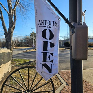 CHALKBOARD OPEN Flag Black or White Canvas Double Sided Outdoor Canvas ...
