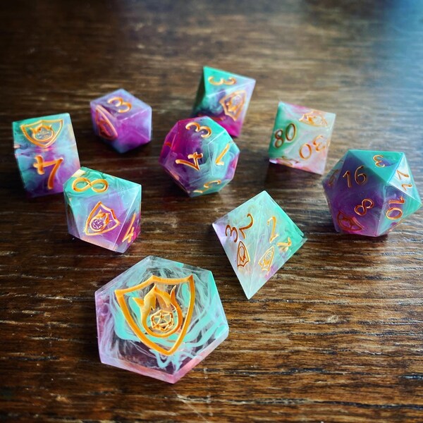 RPG Dice Resin Light Blue/green UV - Reactive and Glow in the Dark - Etsy