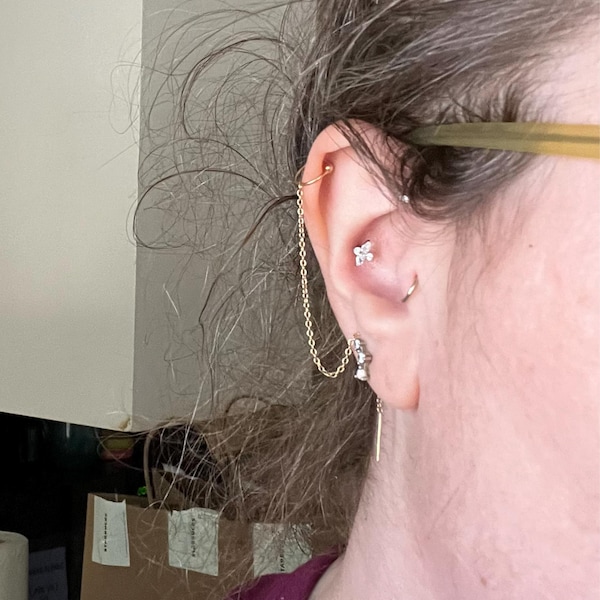 ASTM F136 Pear Star Titanium Conch Earring, Conch Labret, Internally ...