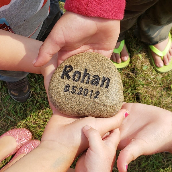 Engraved Name Rock | Personalized Engraved Rock | Child's Palm Size ...