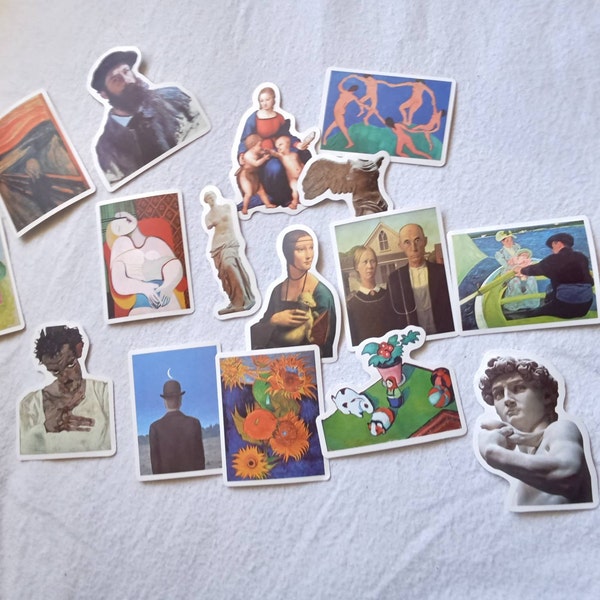 50 Art Stickers, Fun Gift Famous Paintings Vinyl Sticker Pack ...