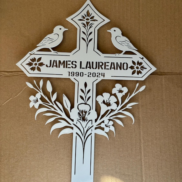 Custom Metal Memorial Cross, Grave Marker, Sympathy Gifts, Remembrance ...