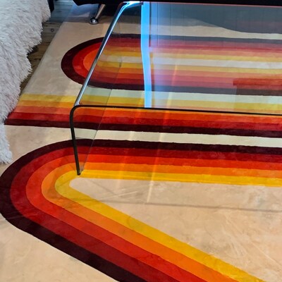 Orange Pink Wavy Retro Area Rug 70s Rug Wavy Trippy Rug - Etsy UK