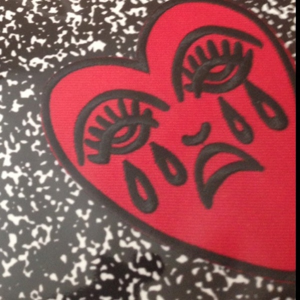 Crying Heart Embroidered Patch - Iron on Patch Red & Black/white Sew on ...