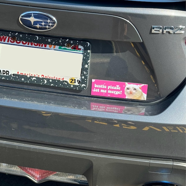 Bestie Please Let Me Merge Funny Gen Z Meme Y2K Pink Aesthetic Bumper ...