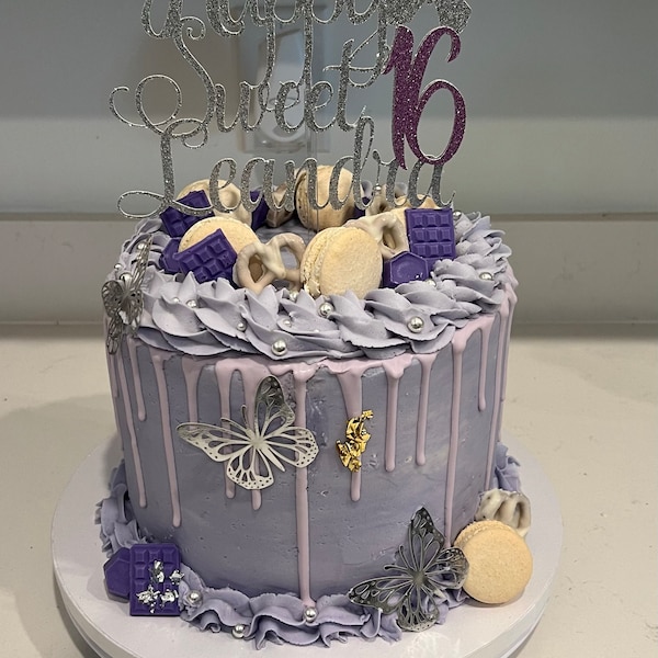 Any Name, Happy Sweet 16 Butterfly Cake Topper, Sweet 16 Butterfly Cake ...