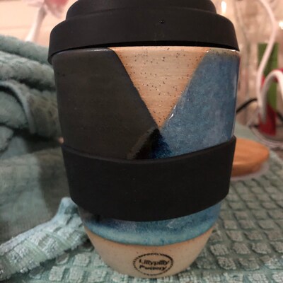 Handmade Ceramic Keep Cup/tumbler Geometrix Design in White and Light ...