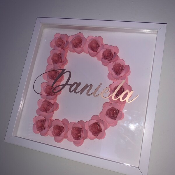 Initial & Name Flower Box | Paper Rose Gift Box | Customized Gift for ...