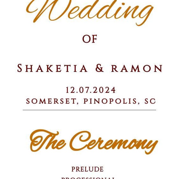 Emerald Green and Gold Wedding Program, Wedding Program Template ...