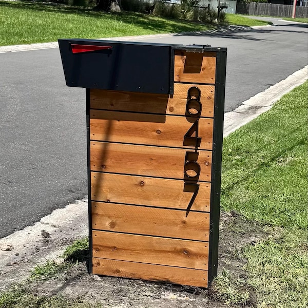 Mailbox With Post, Modern Mailbox, Rustic Mailbox,custom Mailbox, Handmade Mailbox, Modern ...