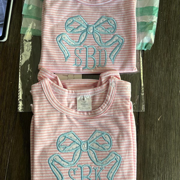 Girls Monogram Clothing Set, 5 Color Options - Etsy