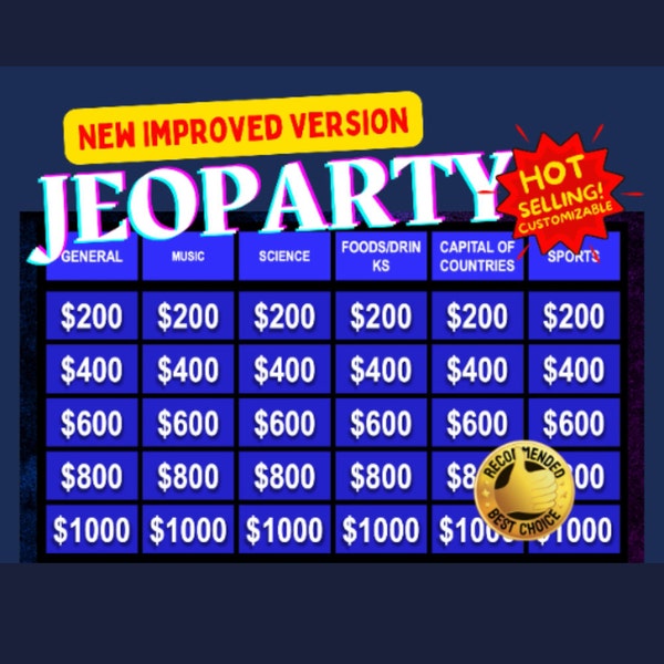 New Jeoparty Game Similar to Jeopardy Super Fun & Exciting Family Party ...