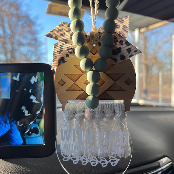 Christian Wood Bead Rearview Mirror Car Charm - Etsy