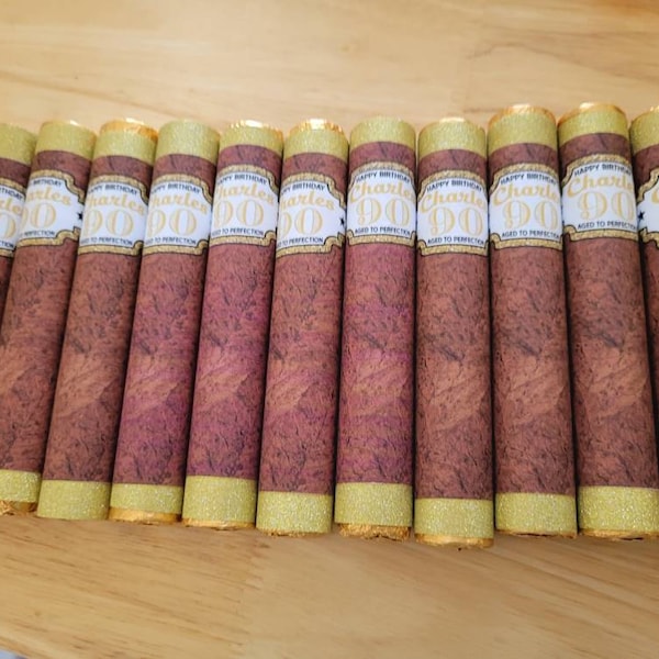 FULLY ASSEMBLED –or– PRINTED - Chocolate Cigars Party Favors, Birthday ...