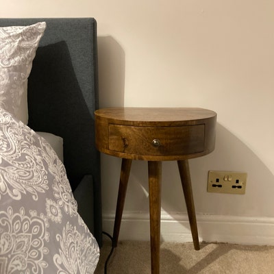 Circular Bedside Table Round Bedside Table Slim Bedside Table Small ...