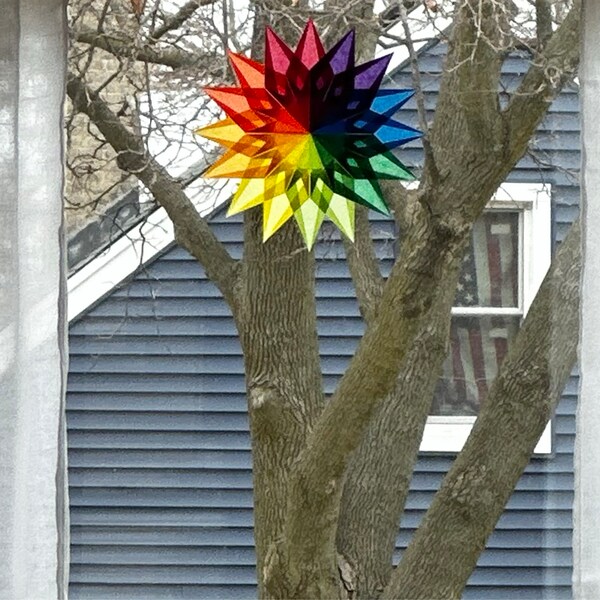 No. 17 - Pinwheel Star - Orange - One 8-point Paper Suncatcher - Paper ...
