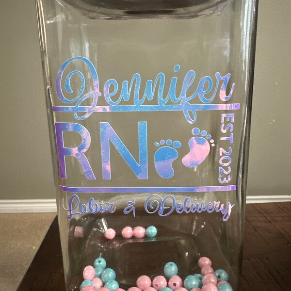 Decal and Beads ONLY for Personalized Labor and Delivery Jar. Keep ...
