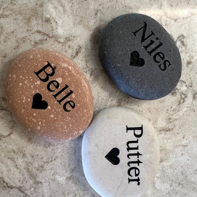 1 Custom Engraved 2 Stone With YOUR Words or Names 2 Lines, 12 ...