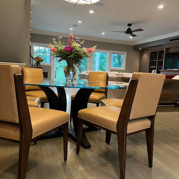 Dining Table Round Base. Hourglass Modern Metal Shape. Steel Base for ...