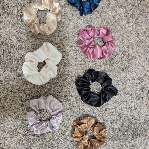 Satin Silk-like Scrunchies: 37 Colors, Bridesmaid Sets, Gentle Hair ...