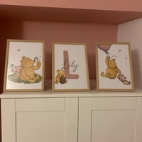 Set of 3 Classic Winnie the Pooh Personalised Name Print, Winnie the ...