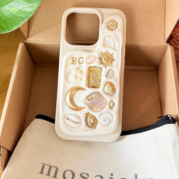Leopard Shell Stone Mosaic Decoden Phone Case - Etsy